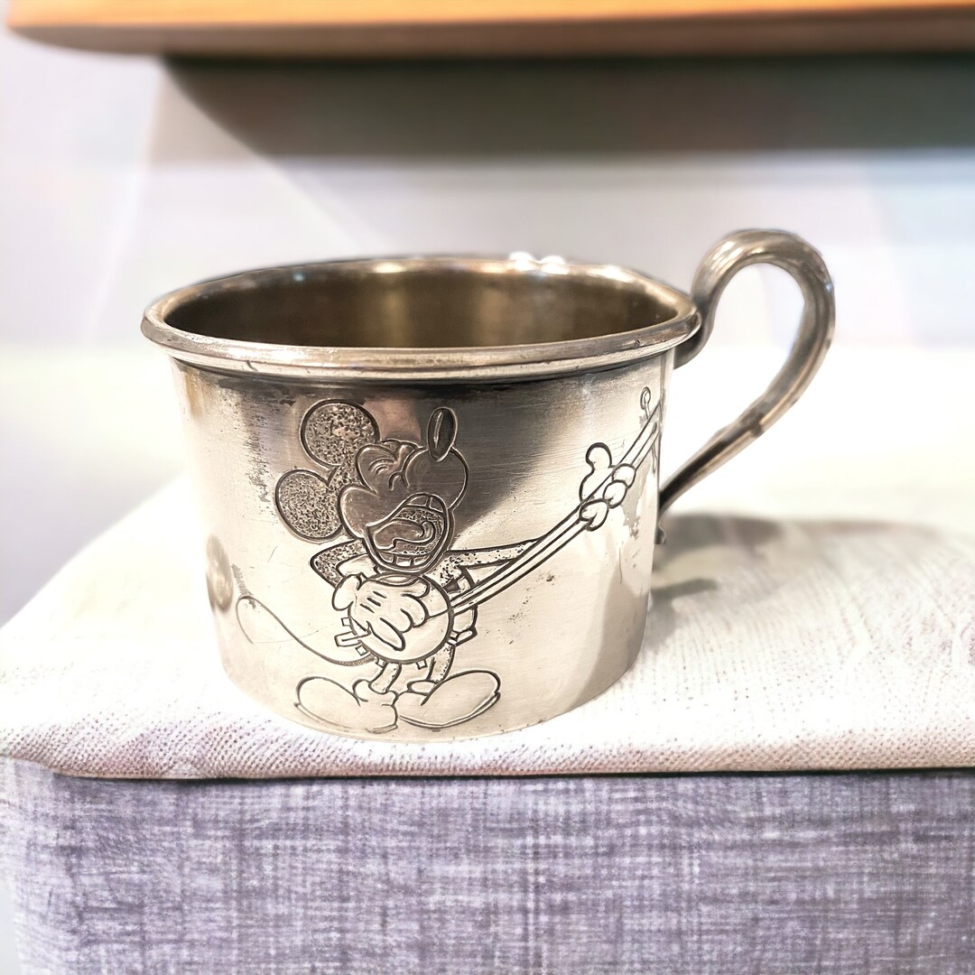 Vintage 1930s Silver Plated Mickey Mouse Baby Cup - Etsy