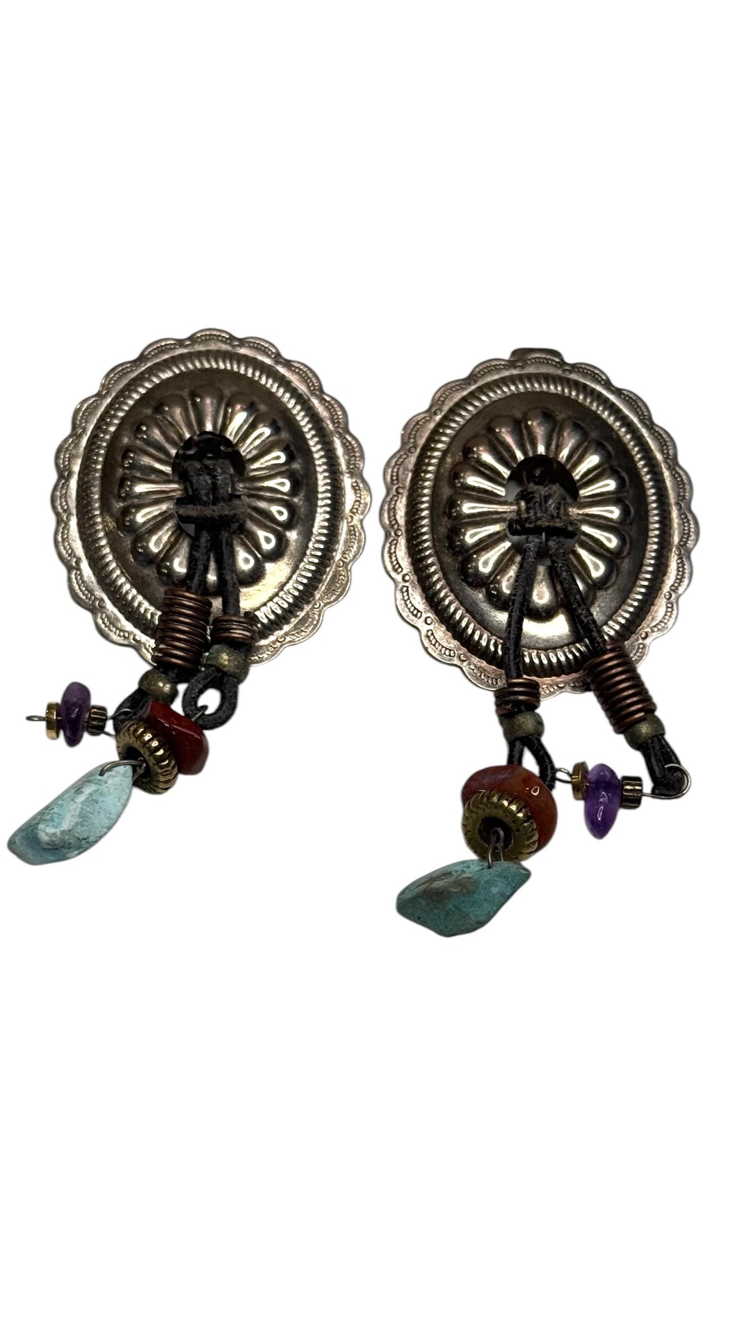 Vintage Southwestern Artisan Made Silver Plated Concho Dangle Clip ...