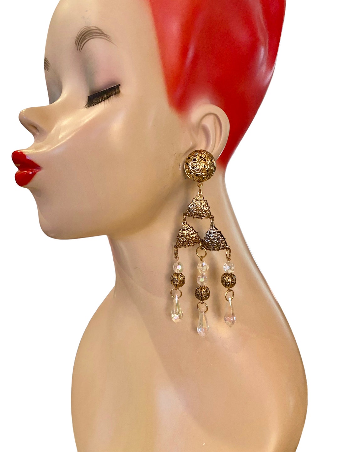 Vintage Runway Statement Boho Gypsy Chic Silver Filigree Lucite Spire ...