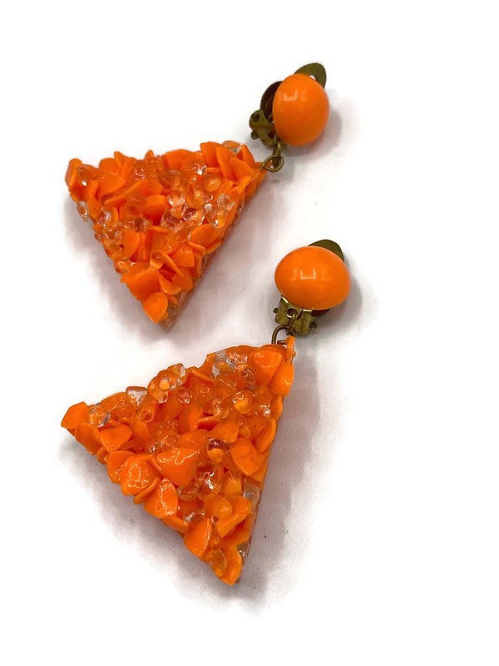 Vintage Orange Melted Plastic Popcorn Triangle Mid Century - Etsy