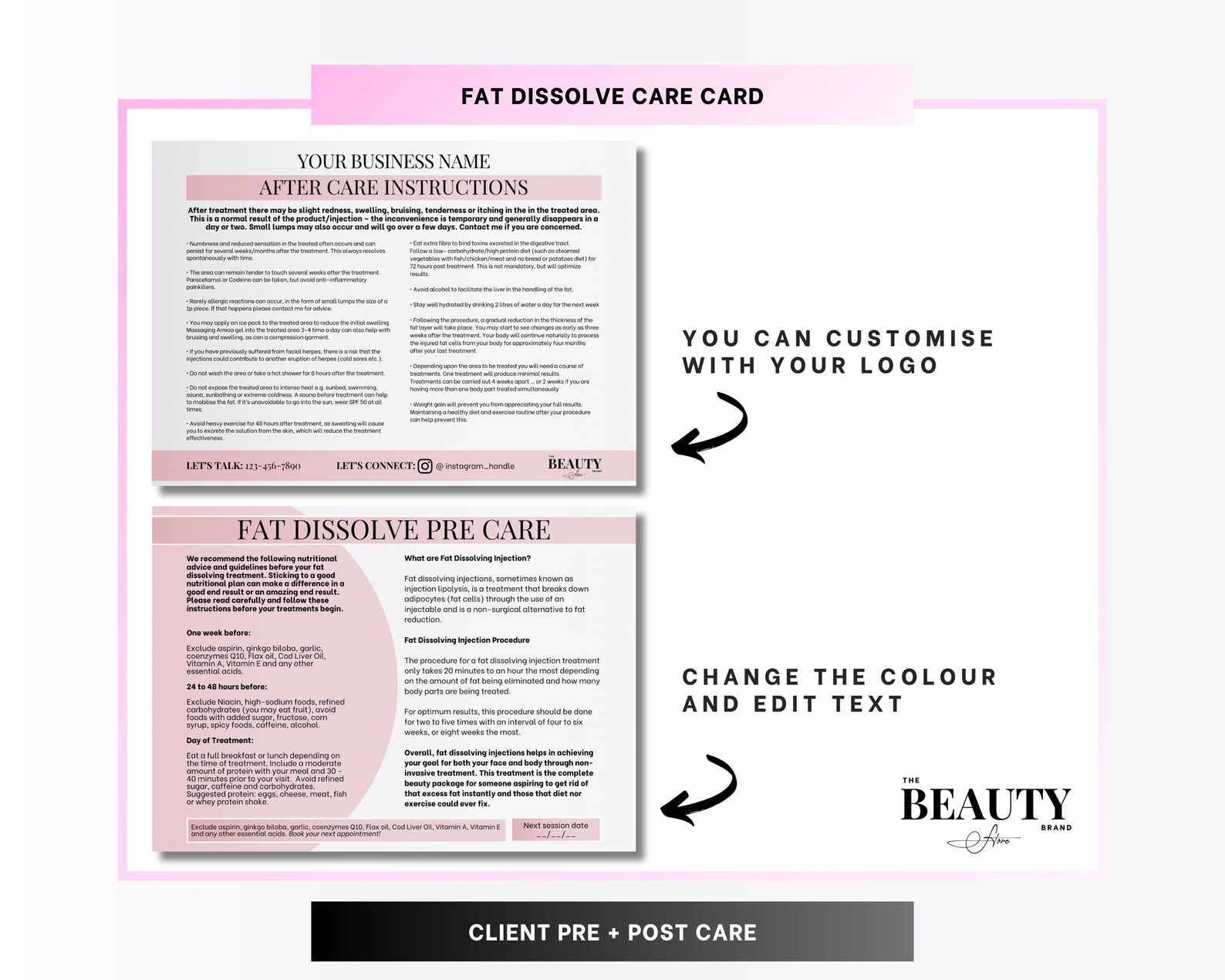 Fat Dissolve Consultation Forms: Consent & Aftercare (canva Template ...