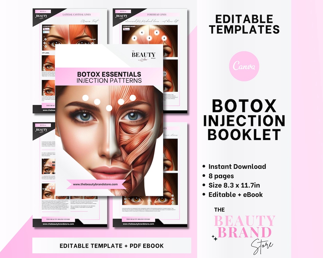 Botox Injection Patterns Booklet, Essential Botox Injections Guide, Aesthetics Injector Training ...