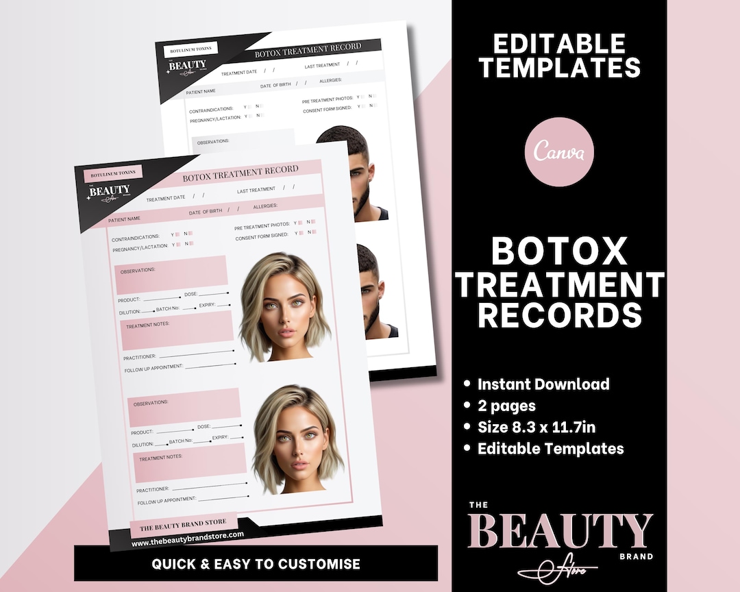 Botox Patient Treatment Record, Editable Forms for Medspas & Nurse ...