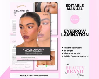 Editable Brow Lamination Training Manual Canva Template Instant