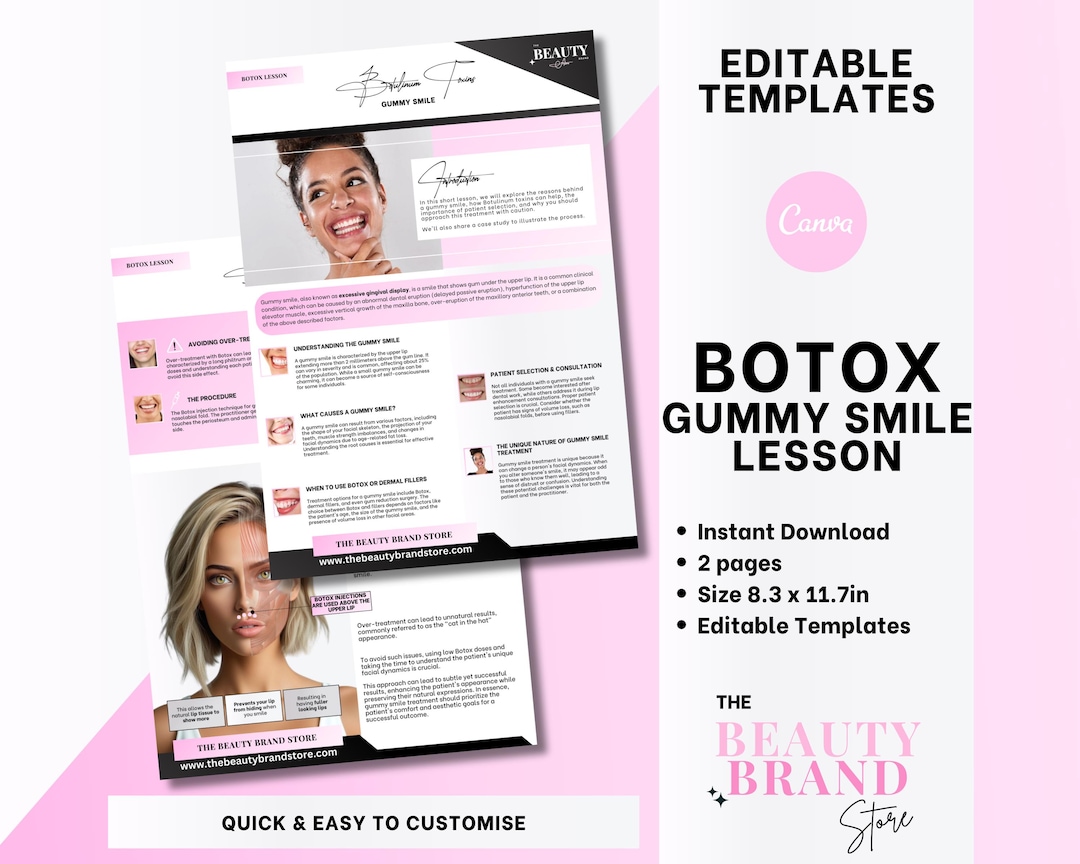 Botox Gummy Smile Lesson Cheat Sheets, Aesthetics Practitioner ...