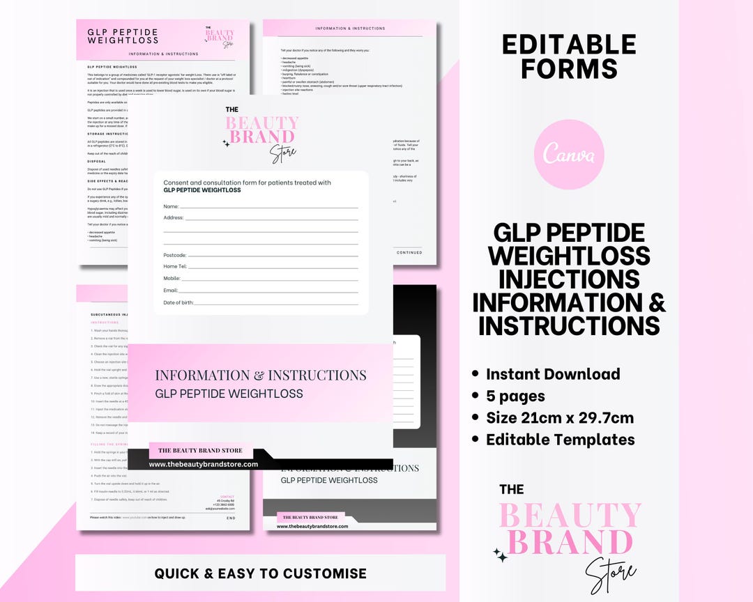 GLP Peptide Weightloss Injection Forms: Editable Canva Templates ...