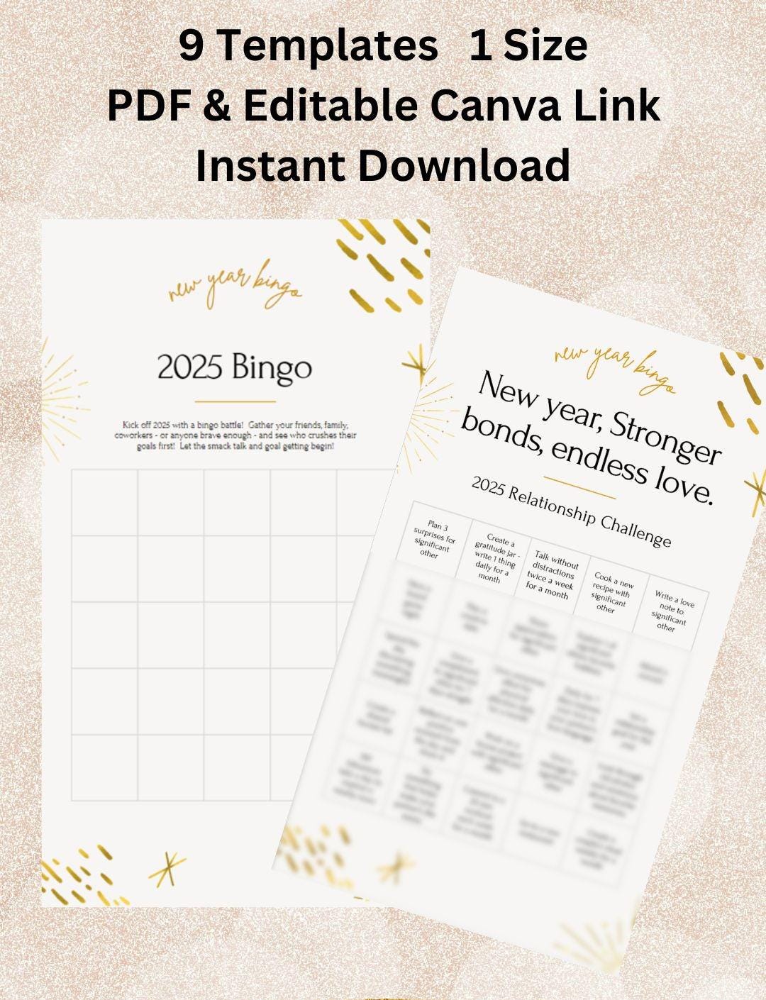2025 Bingo Card Template, New Years Resolution Bingo Card, Goals Bingo ...