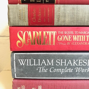 Red Antique Books, Decor Books by Color, Shakespeare Dickens, Vintage ...