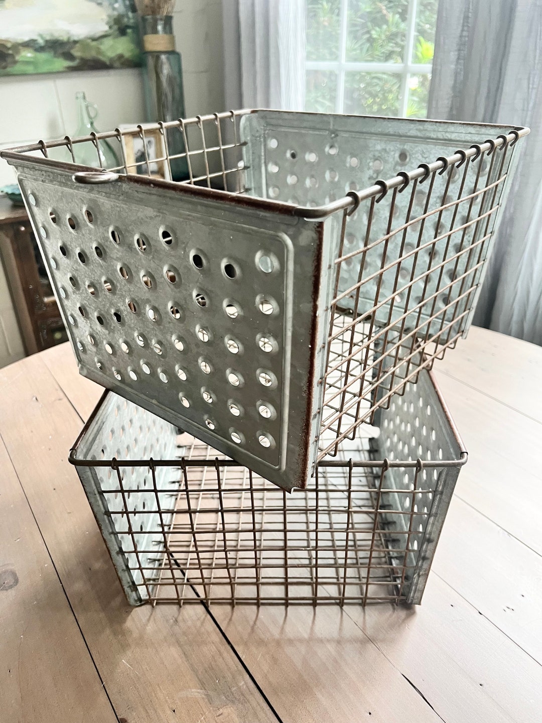 Vintage Industrial Bins Vintage Gym Locker Basket Farmhouse - Etsy