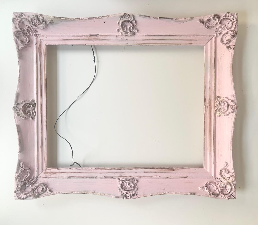 Vintage Pink Ornate Wall Frame, Farmhouse French Cottage Frame, Fancy ...