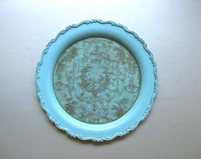 Vintage French Tray Aqua Blue Tray Toile Tray Ornate Tray - Etsy