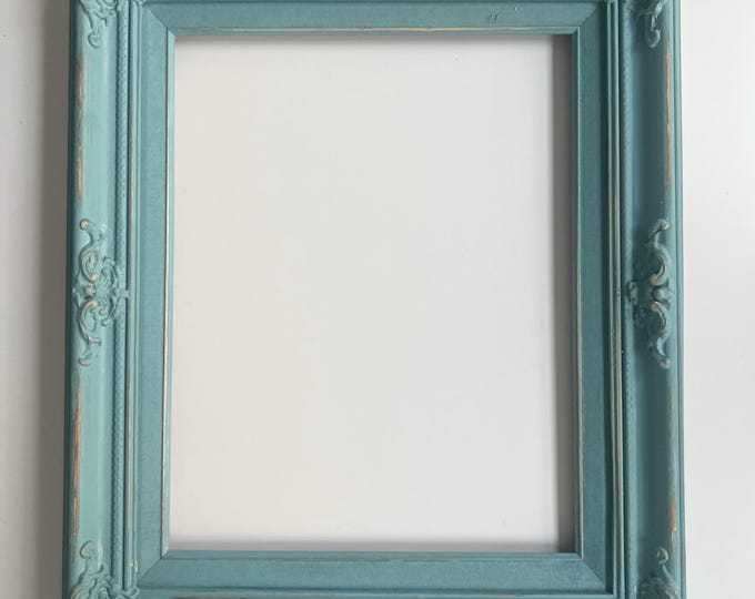 Vintage Blue Ornate Frame, French Cottage Wall Frame, Distressed ...