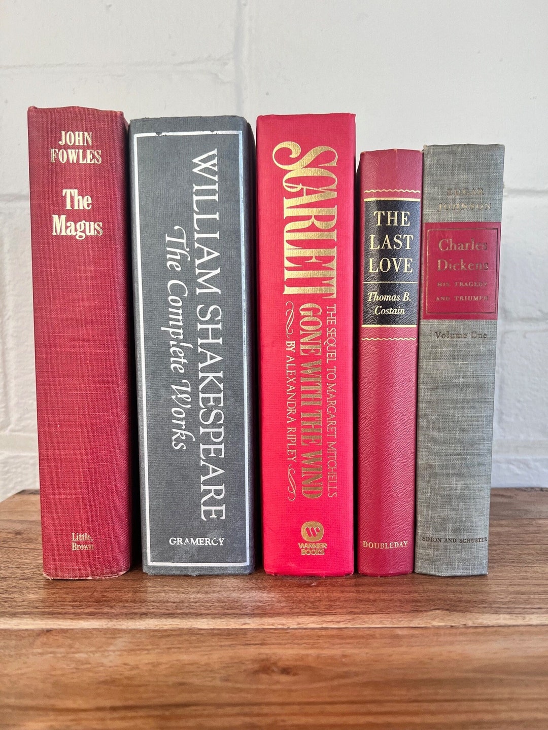 Red Antique Books, Decor Books by Color, Shakespeare Dickens, Vintage ...