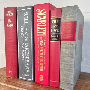 Red Antique Books, Decor Books by Color, Shakespeare Dickens, Vintage ...