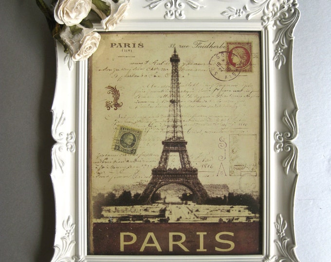 Vintage Framed Paris Sign, Ornate Frame, Eiffel Tower, Shabby and Chic ...