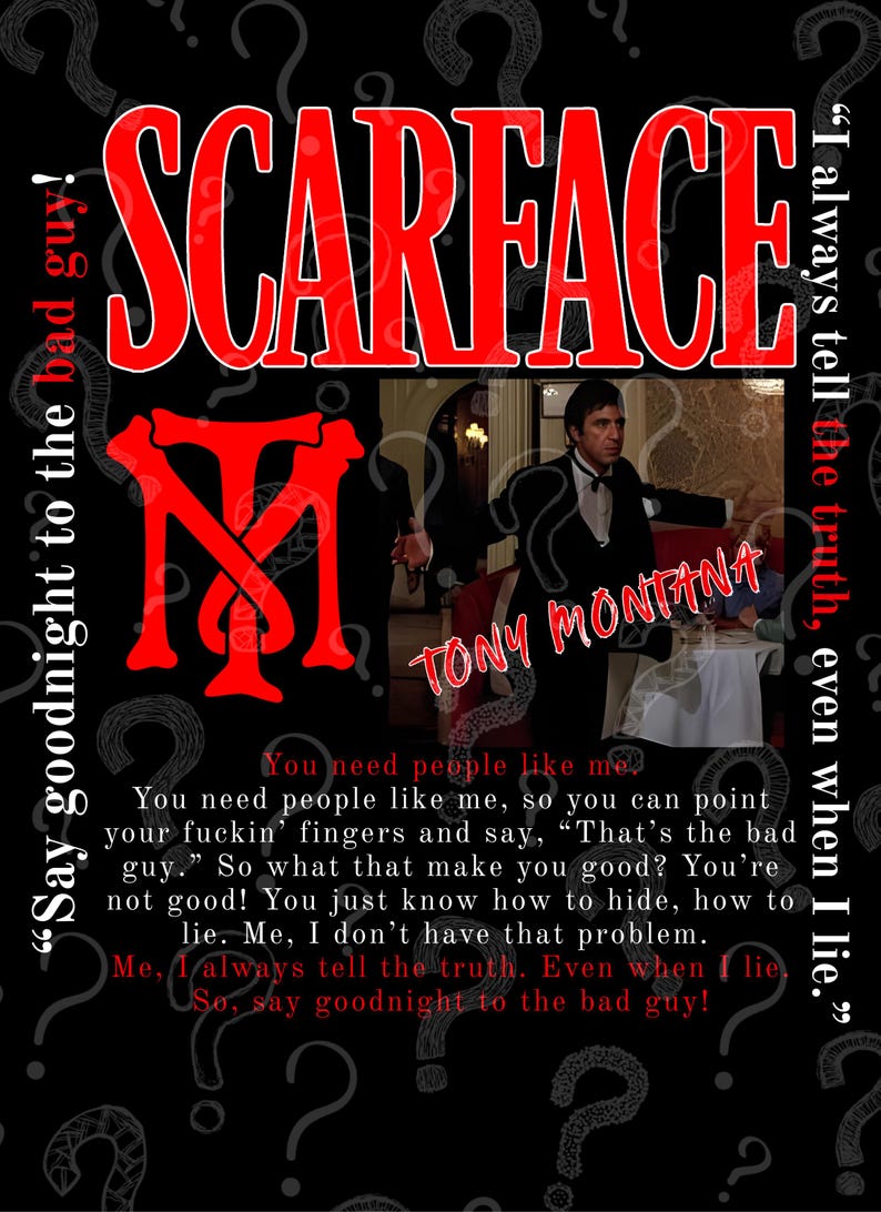 Scarface the bad guy, transparante achtergrond png - Etsy België