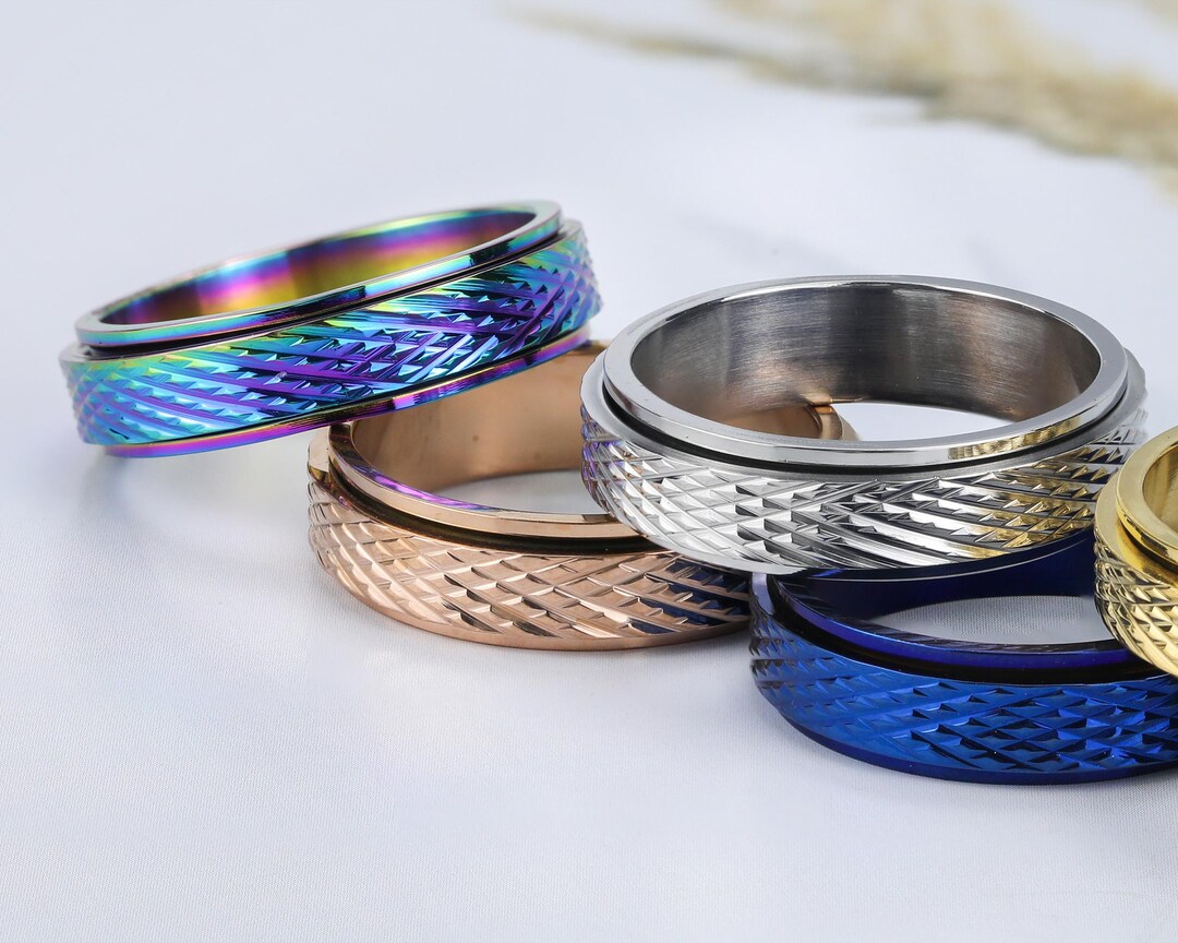 Colorful Ring,spinner Fidget Ring,anxiety Relief Spinner Ring for Men ...