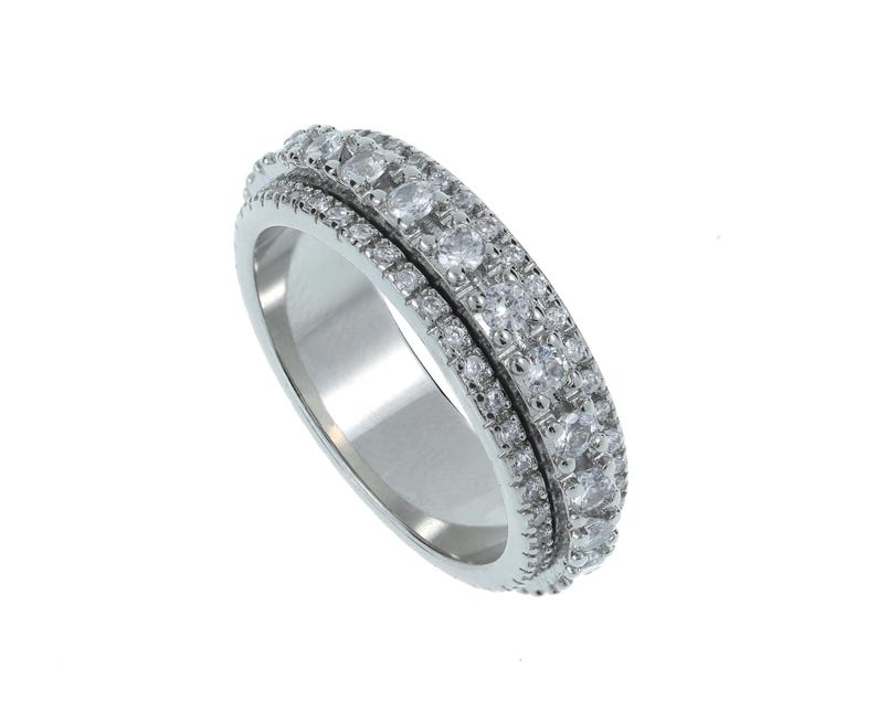 Moissanite Spinner Ring: Sterling Silver Fidget, Anxiety, Meditation - Etsy
