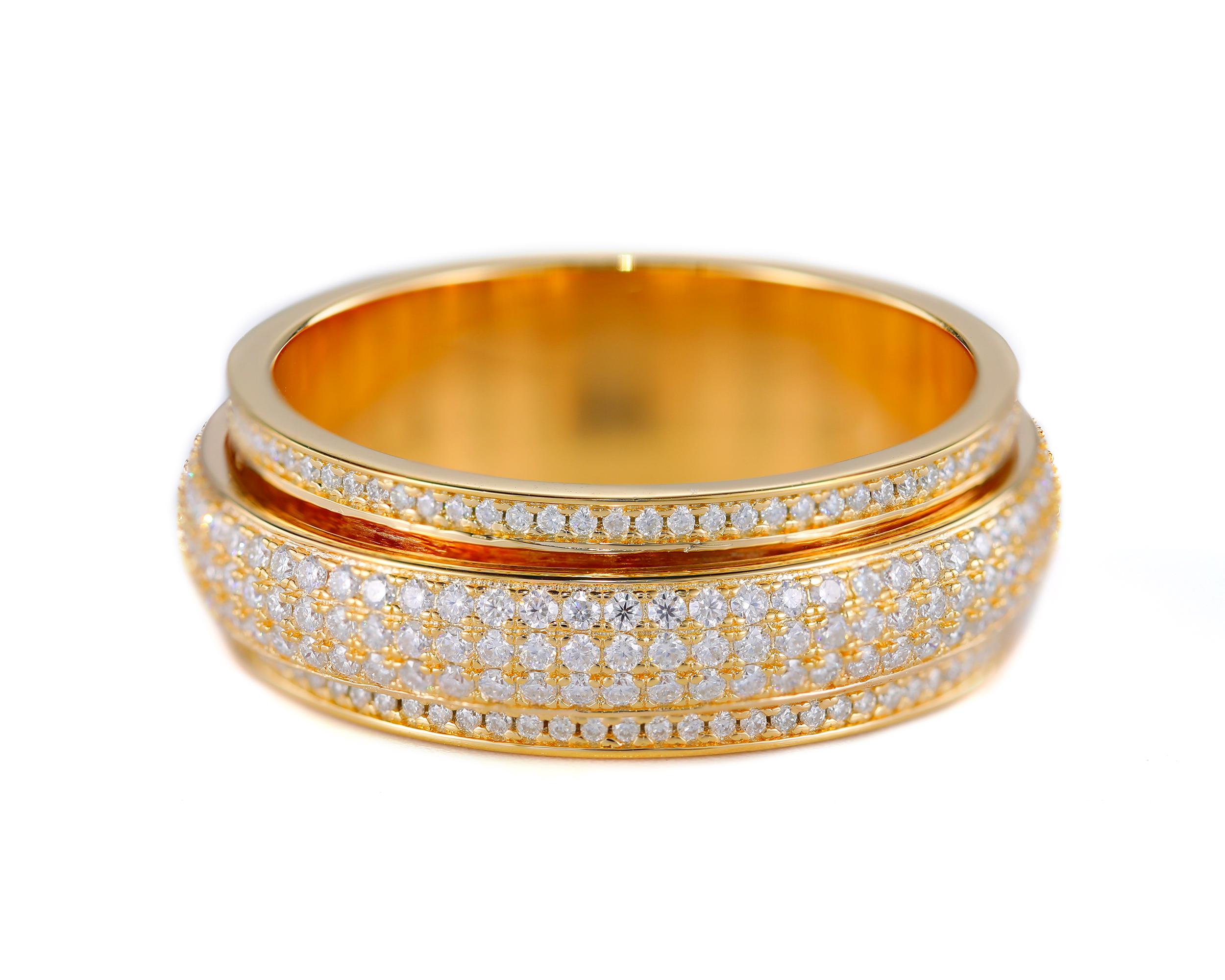 Iced Moissanite Spinner Ring: Sterling Silver Fidget Jewelry - Etsy