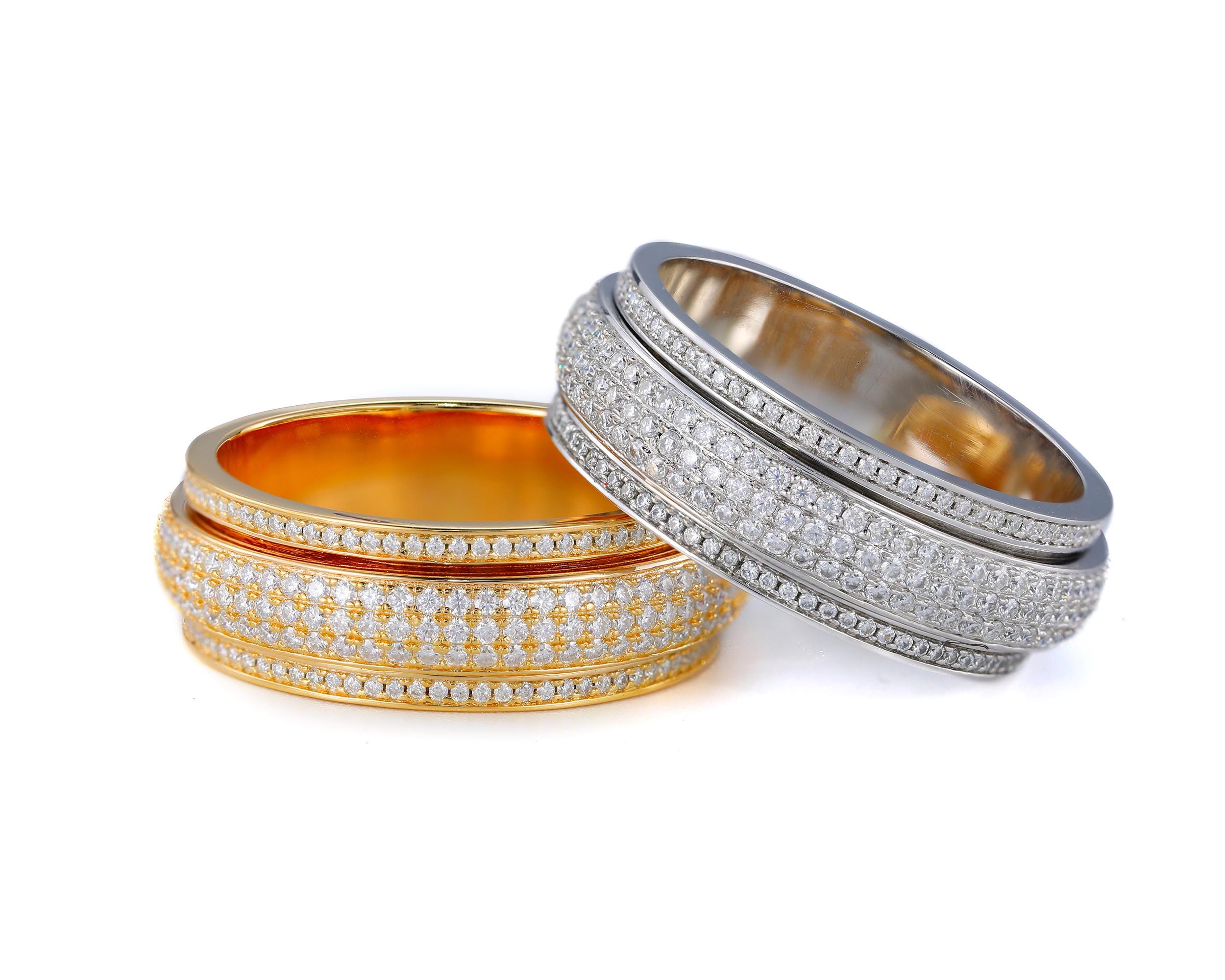 Iced Moissanite Spinner Ring: Sterling Silver Fidget Jewelry - Etsy