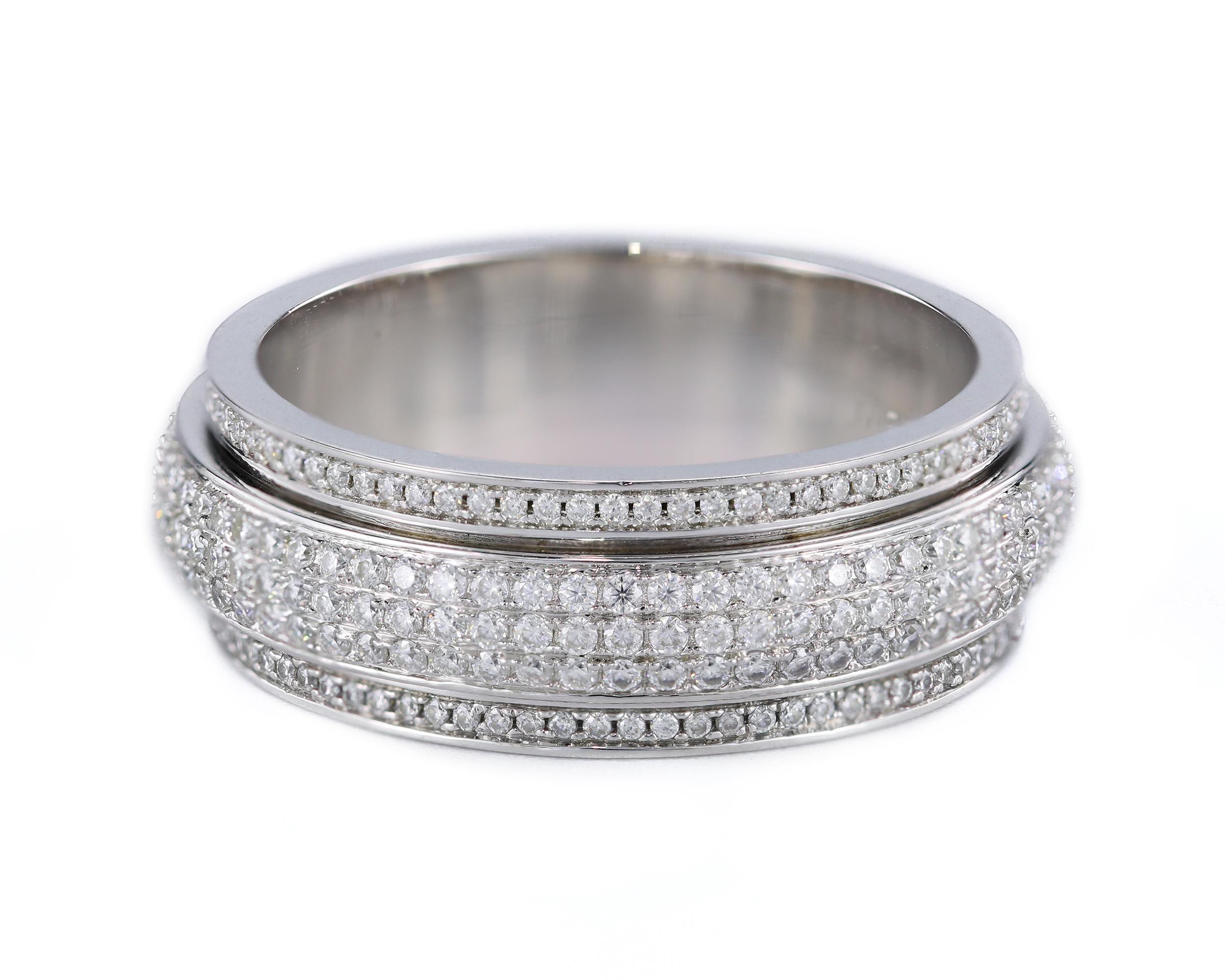 Iced Moissanite Spinner Ring: Sterling Silver Fidget Jewelry - Etsy