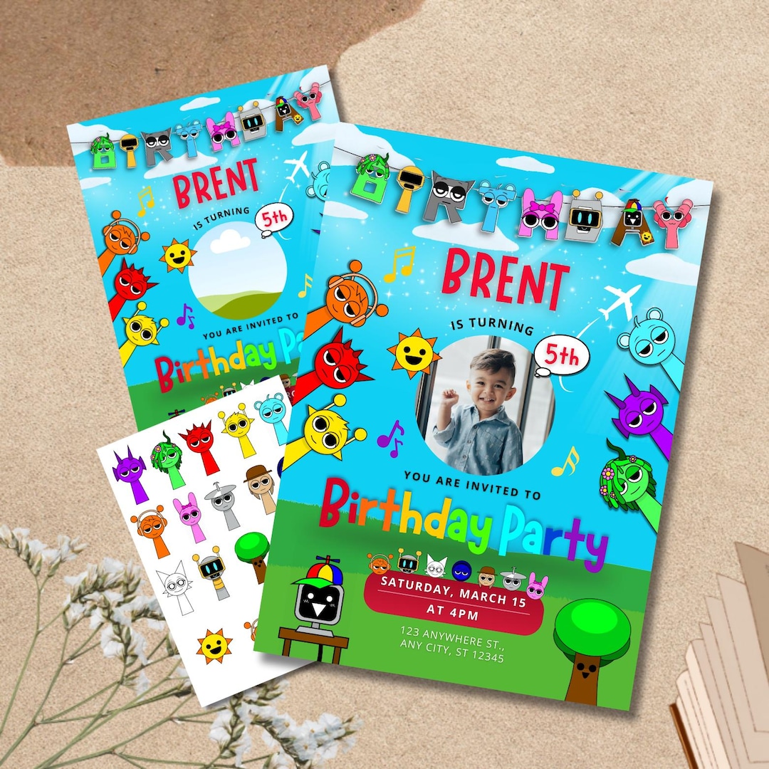 Sprunki Birthday Party Invitation Template. Girl or Boy Party Invite ...