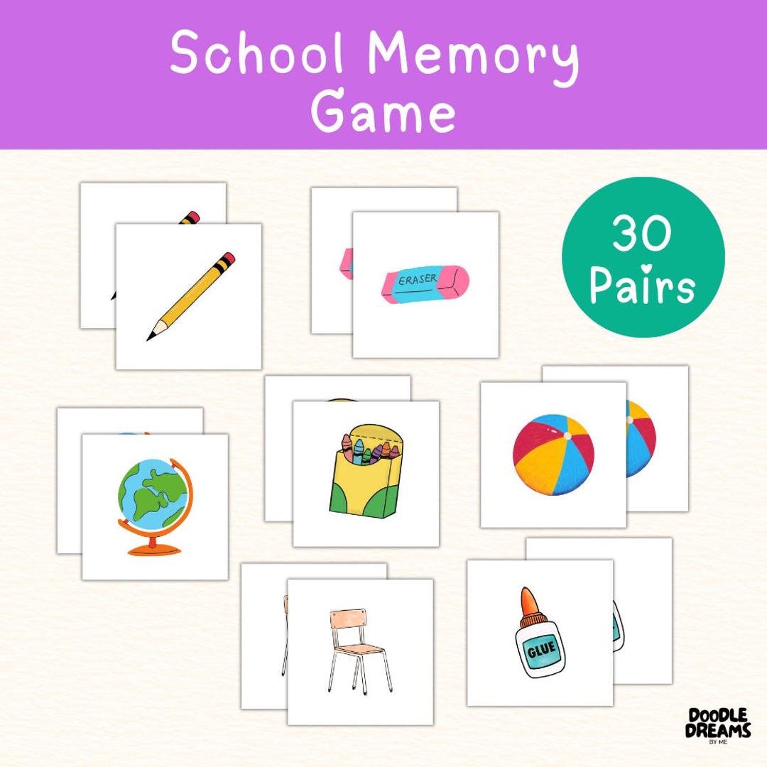 School Memory Game for Toddlers, Early Learning Center - Etsy