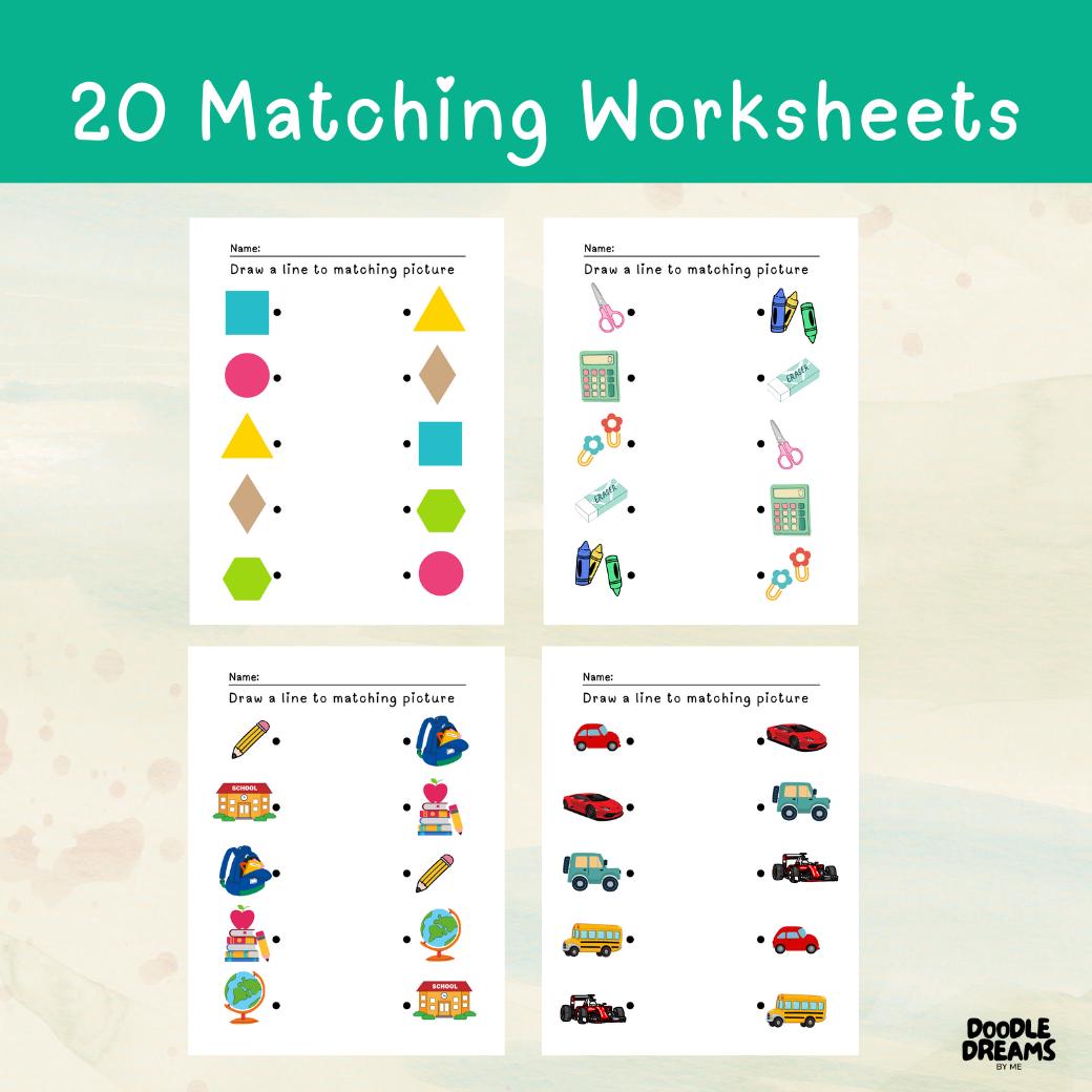 Printable Matching Worksheets, Match the Picture, Kindergarten ...