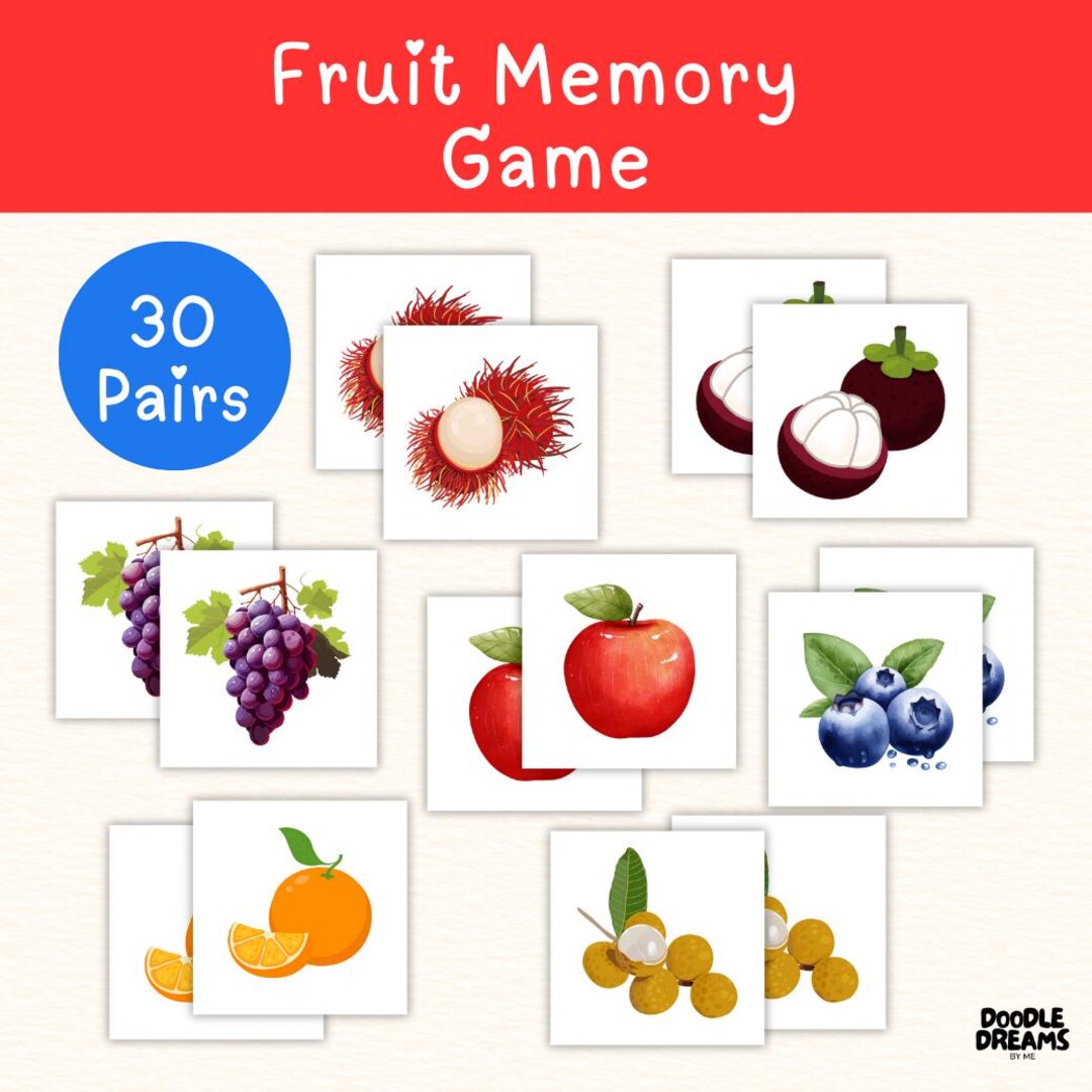 Fruit Memory Game for Toddlers, Early Learning Center - Etsy