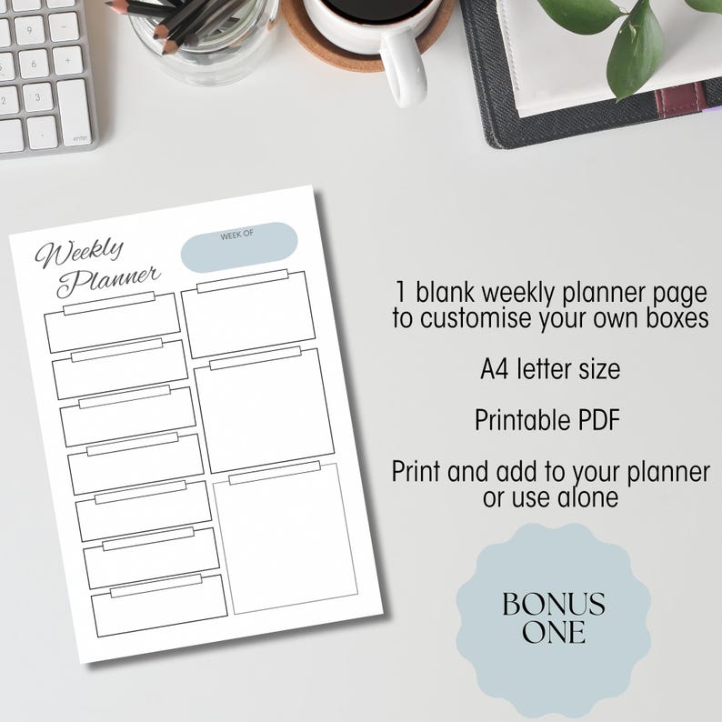 Weekly Planning Page, Printable Weekly Planner, Instant Download ...