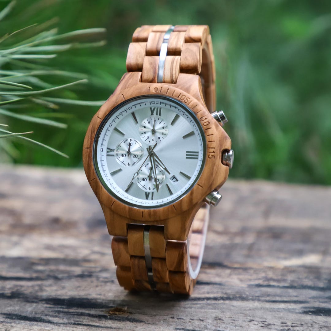 Handmade Wooden Watch: Dual Time, Day-date Display - Etsy