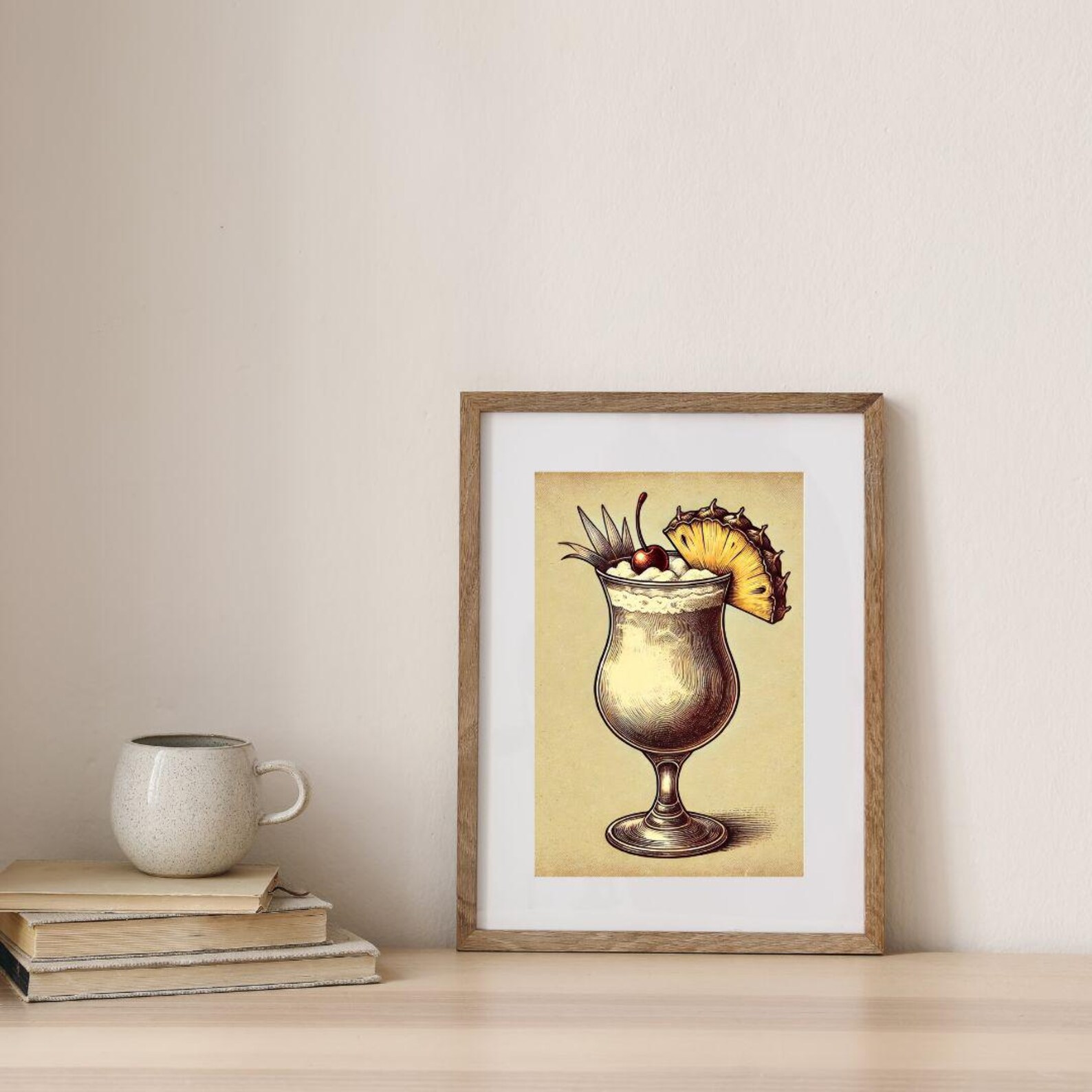 Digital Printable Pina Colada Retro Cocktail - Etsy
