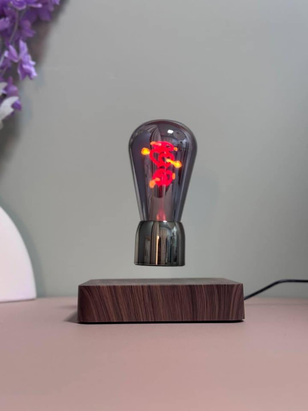 Magnetic Levitating LED Bulb Lamp, Floating Light With Wooden Base ...