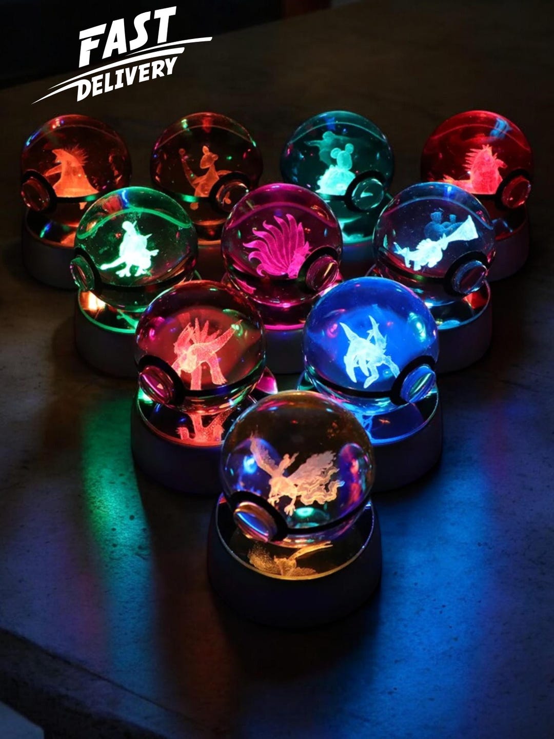 Custom Pokémon Crystal Pokeball Light Personalized LED Night Lamp ...