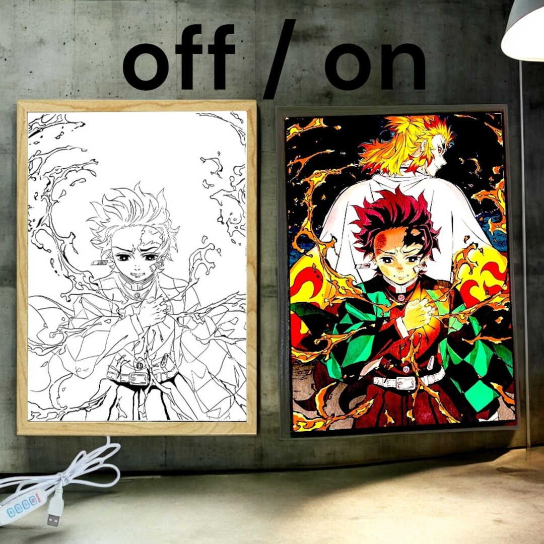Anime Demon Slayer Photo Frame LED Night Light Tanjirou & Nezuko Light ...