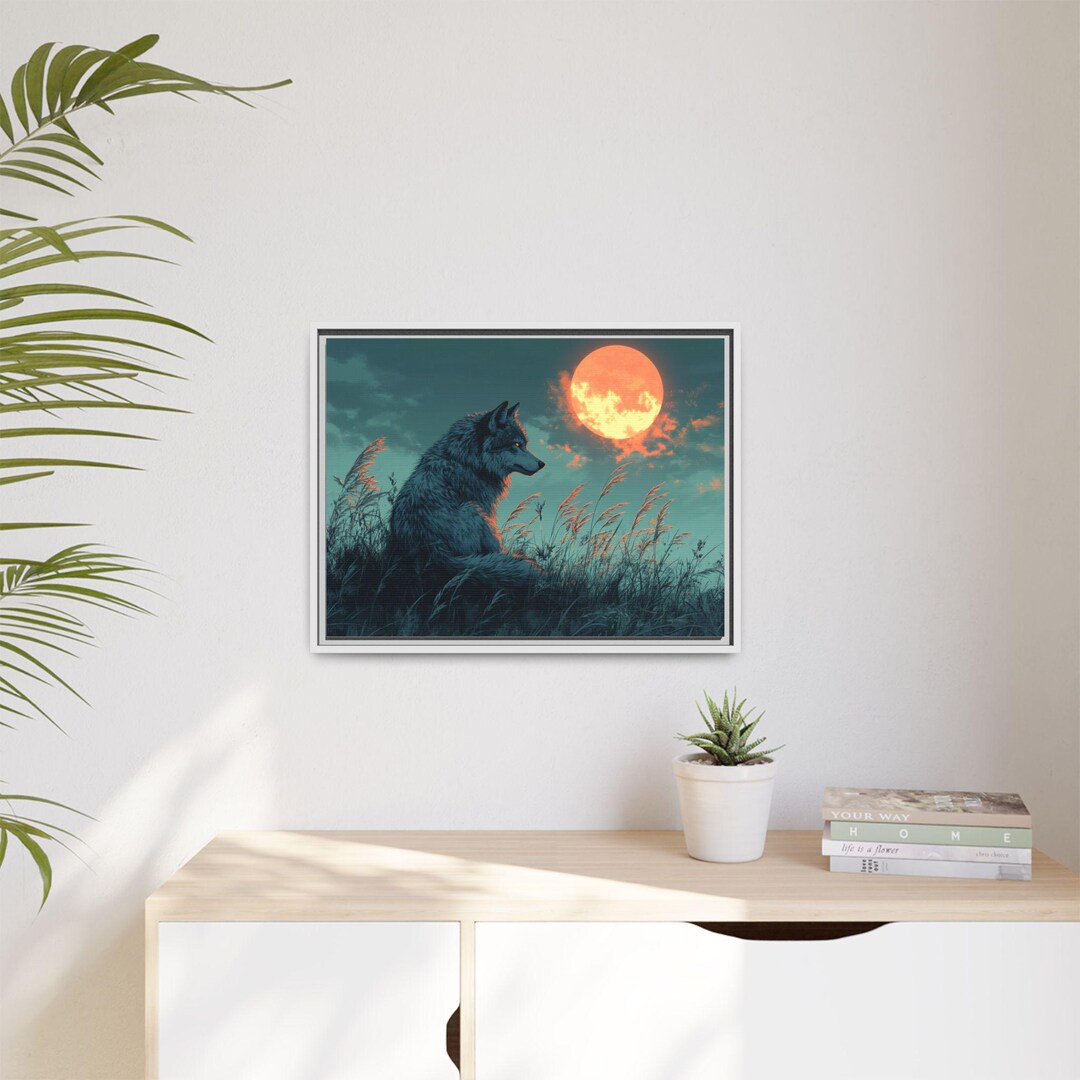 Matte Canvas Print, Japanese Ukiyo-e Wolf Artwork, Framed Wall Decor ...