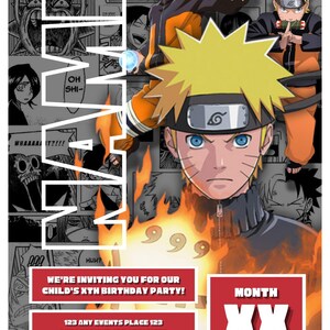 Naruto Birthday Invitation Template Narutoshippuden Invitation Naruto ...