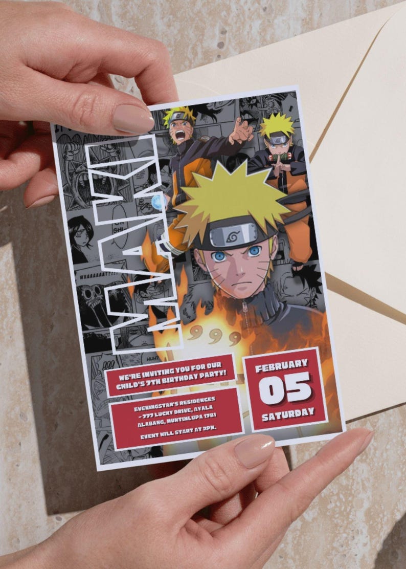 Naruto Birthday Invitation Template Narutoshippuden Invitation Naruto ...