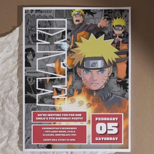 Naruto Birthday Invitation Template Narutoshippuden Invitation Naruto ...