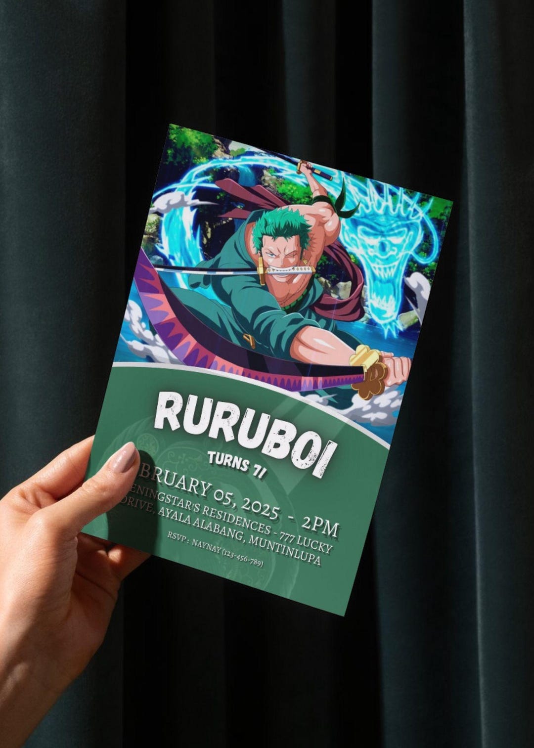 Roronoa Zoro Birthday Invitation Template Roronoazoro Invitation ...