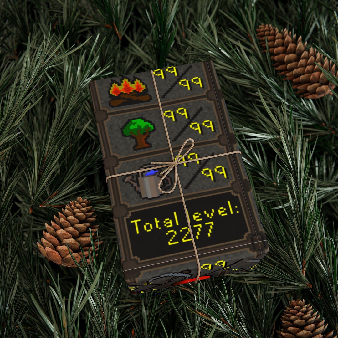 Runescape Maxed Stats Wrapping Paper, Unique Gift Wrap for Gamers ...