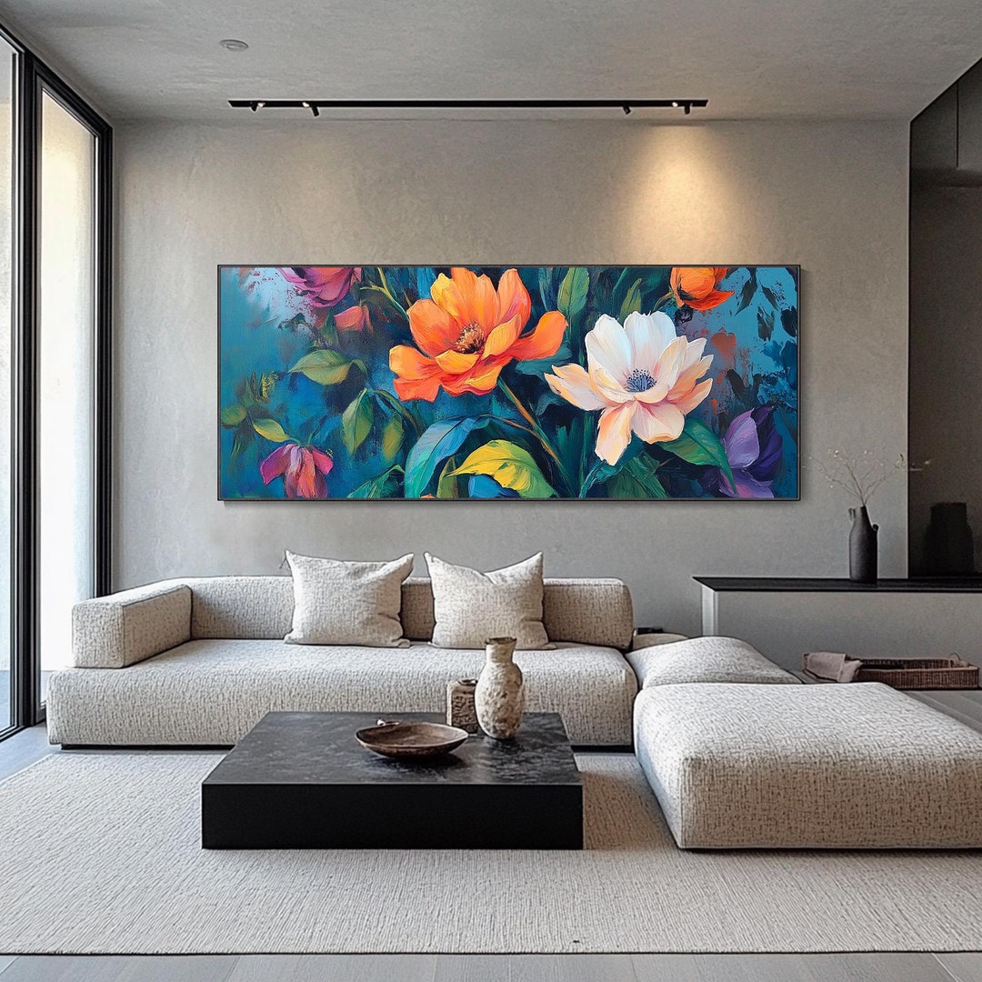 Abstract Flower Landscape Garden Texture Oil Painting Hand-painted Deco ...