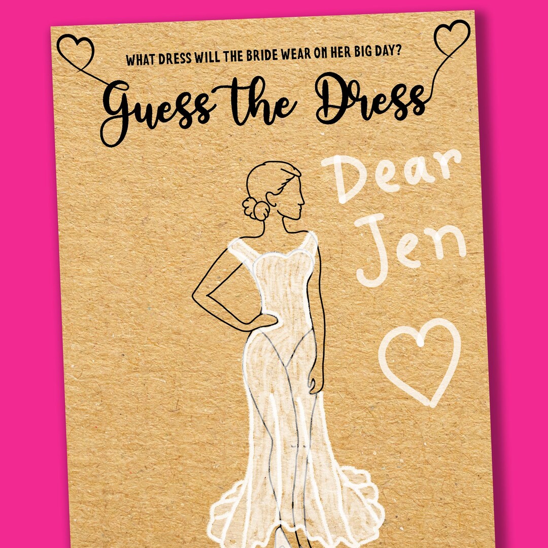 Guess the Dress Wedding Shower Game, Sketch the Dress Minimalist Hen ...