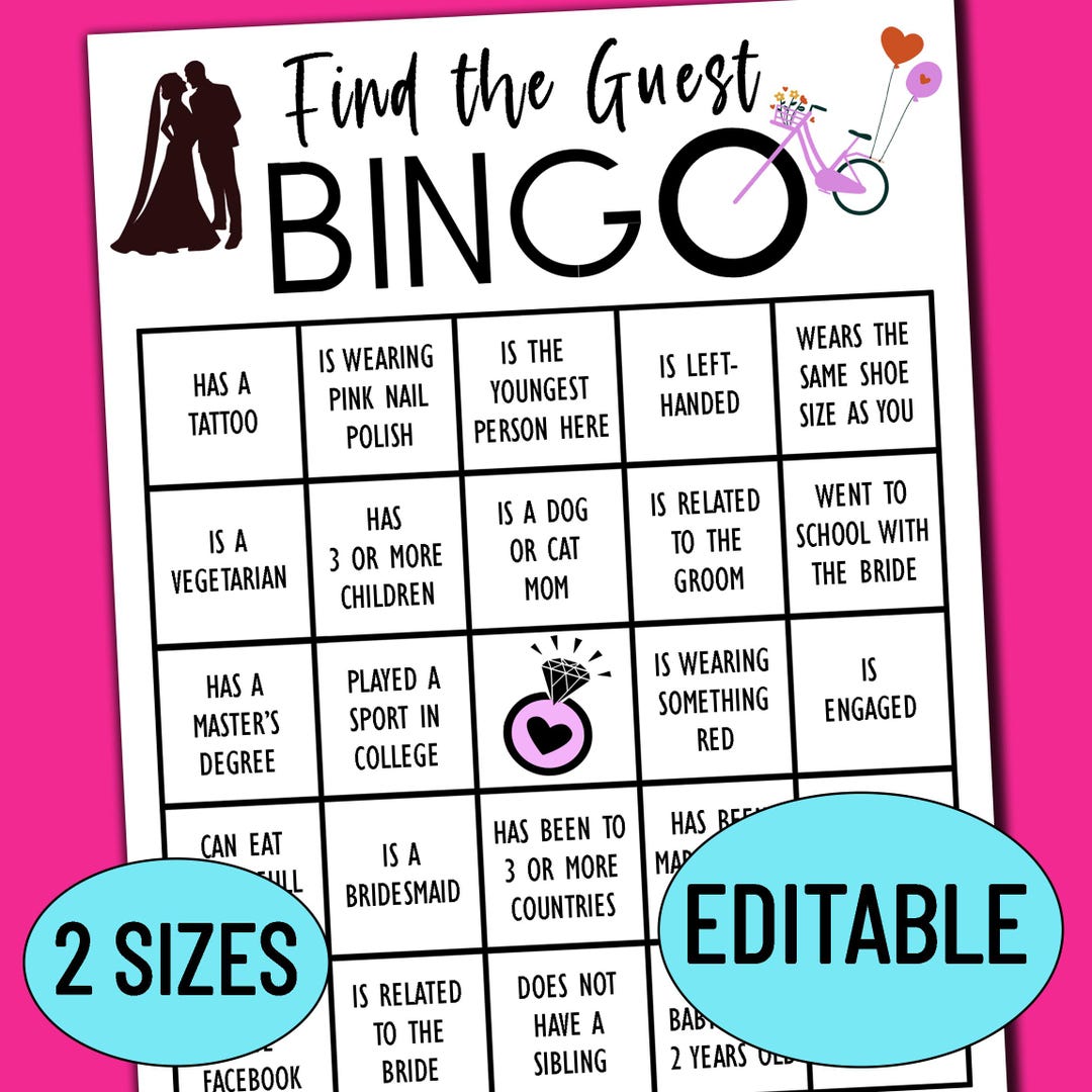 Find the Guest Bingo | Bridal Shower Game EDITABLE Minimalist, Bridal ...