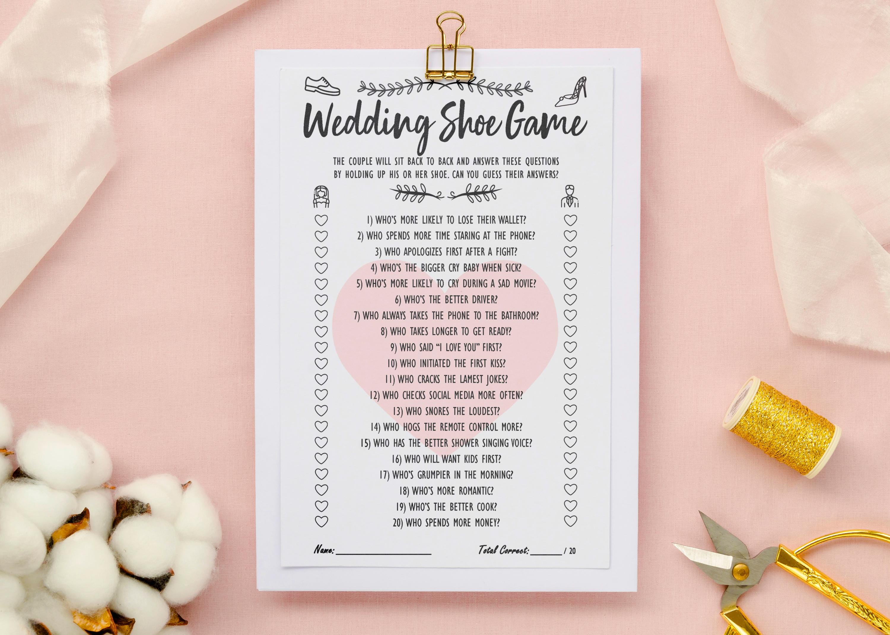 Wedding Shoe Game | Bridal Shower Shoe Game EDITABLE, Fun Couples ...