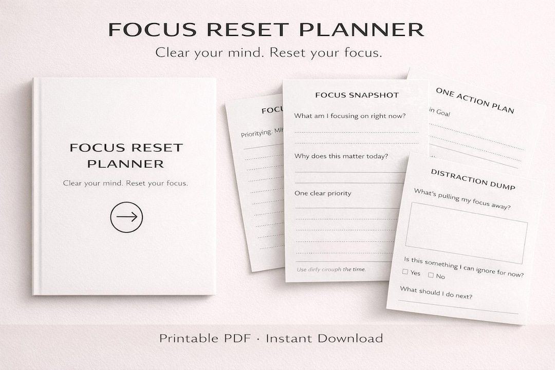 Anti Procrastination Worksheet | Focus Reset Planner | Productivity ...