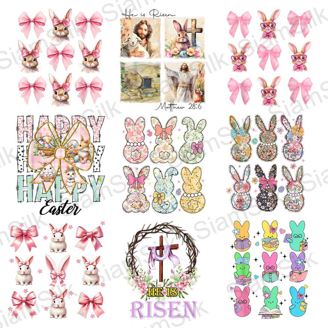 9 Easter Bunny PNG, He is Risen Sublimation, Happy Easter Clipart, Cute ...