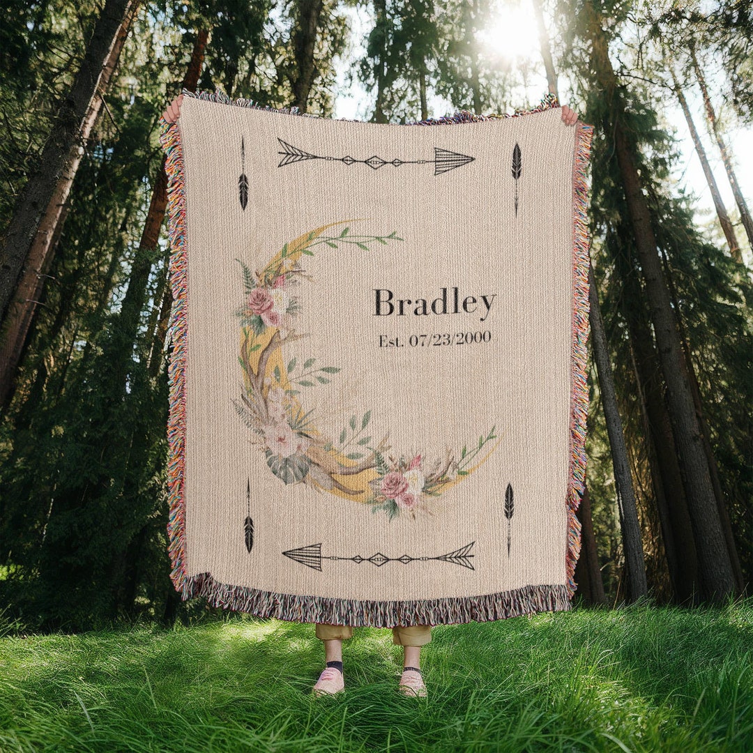 Personalized Wild Crescent Moon Custom Established Throw Blanket for ...