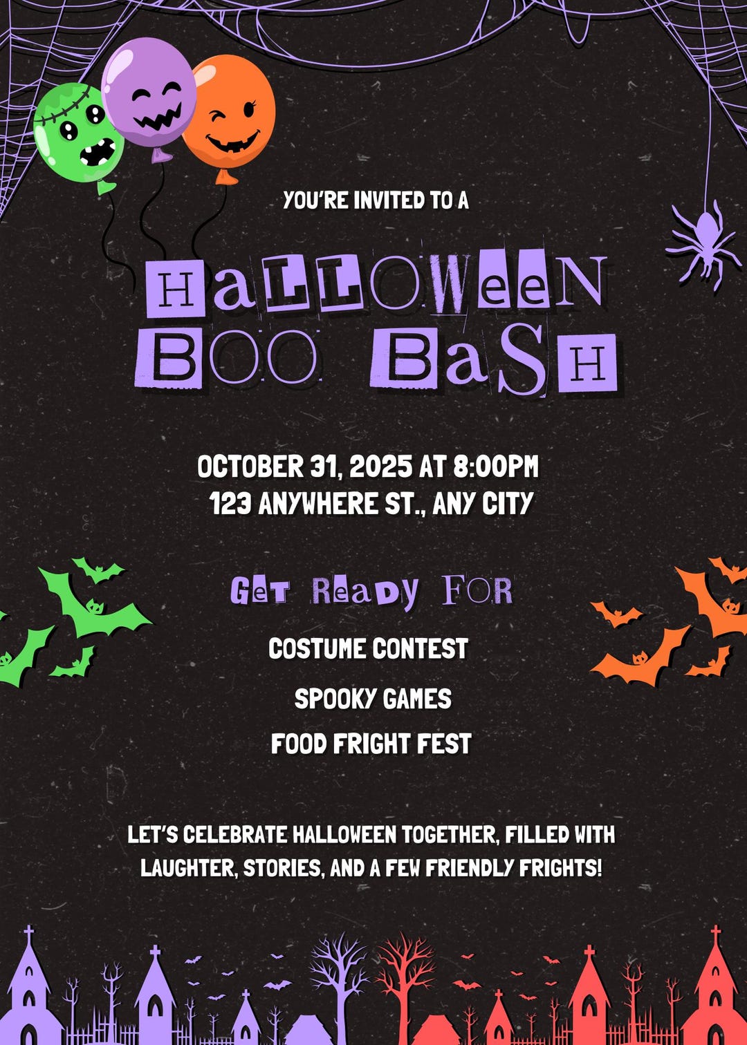 Halloween Party Invitation L Boo Bash Printable Template L Instant ...