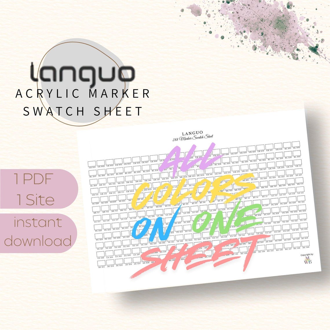 Swatch Sheet for Languo 288 Acrylic Paint Markers | All Colors on One ...